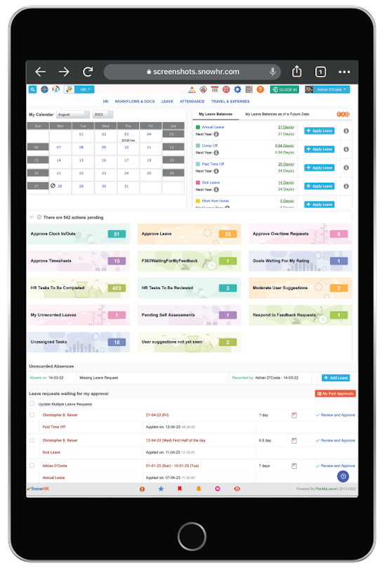 Leave Management system software that is easy to use | SnowHR.com